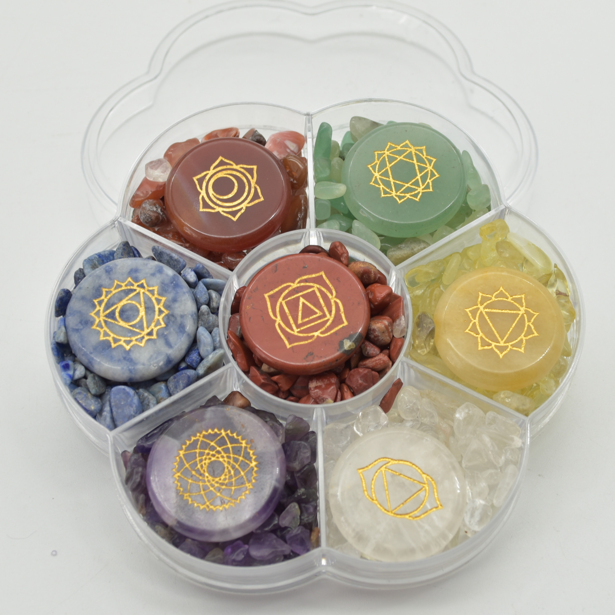 7 Chakra Crystal Chips and Disc Box Set – Calder Crystals