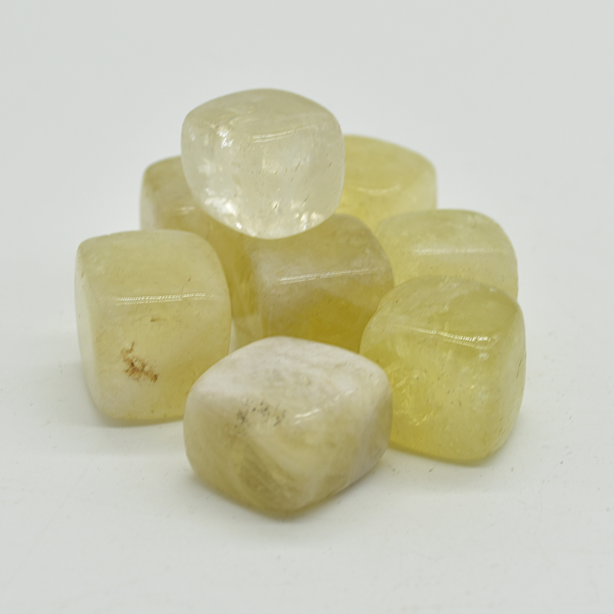 Lemon Yellow Quartz Gemstone Crystal Cubes – Box Set of 8 – Calder Crystals