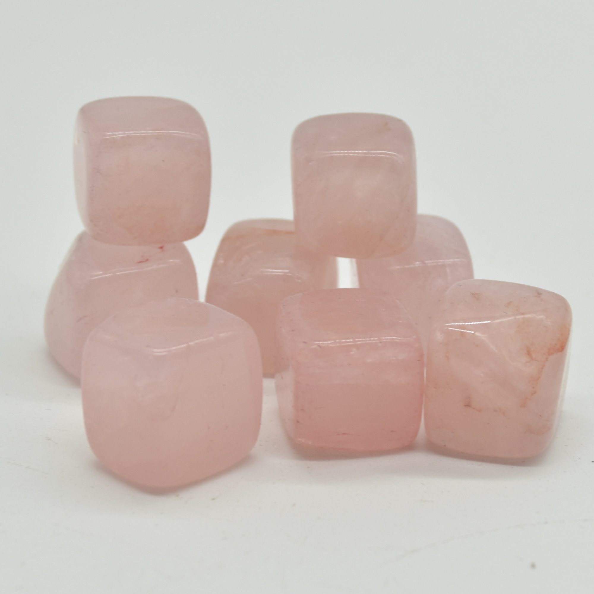 Rose Quartz Gemstone Crystal Cubes – Box Set of 8 – Calder Crystals