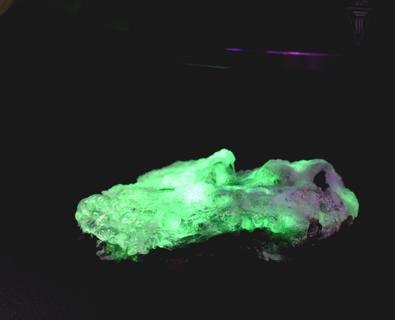 Fluorescent Hyalite Opal with Smoky Quartz, Black Tourmaline – Mineral ...