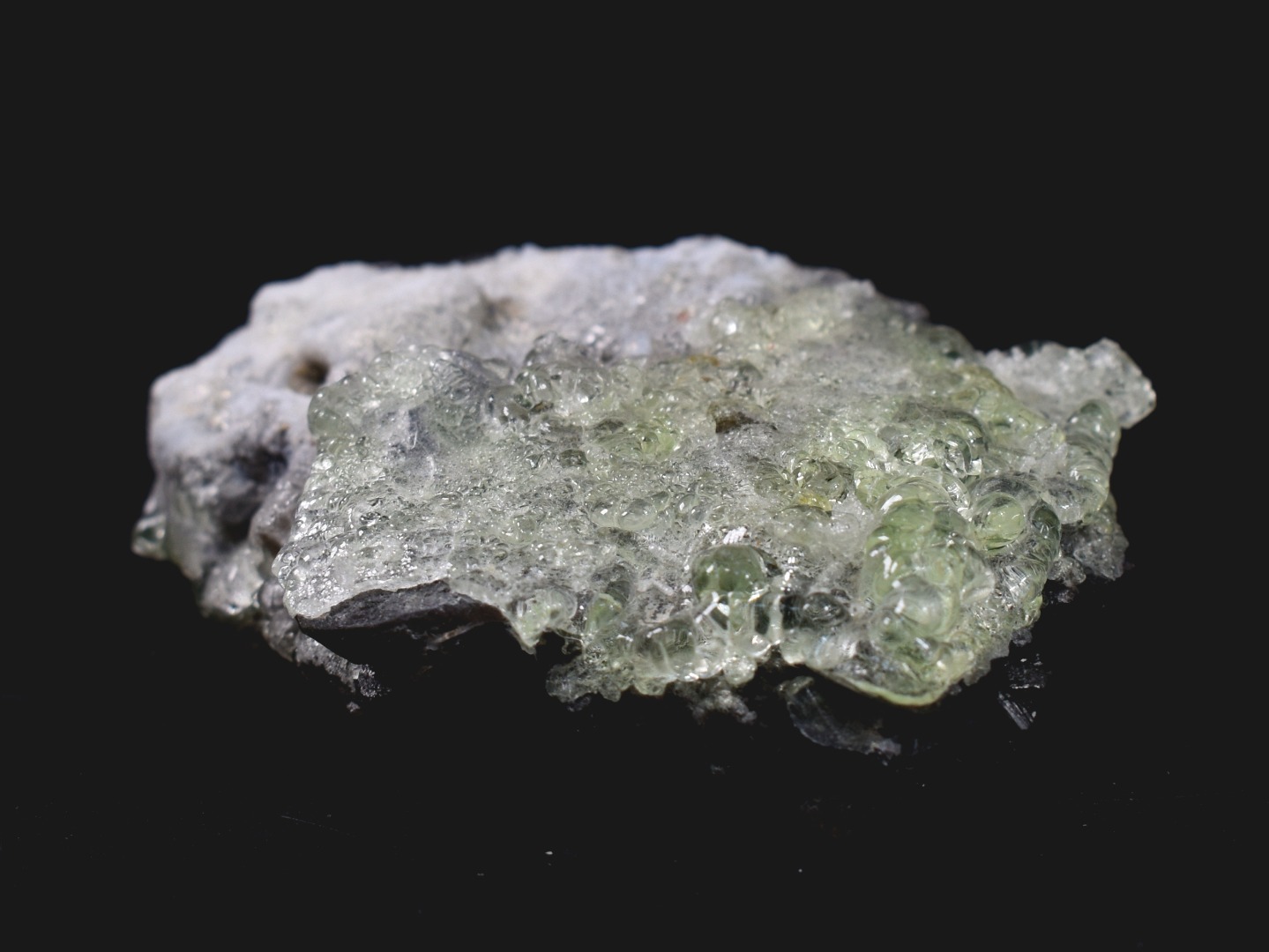 Fluorescent Hyalite Opal with Smoky Quartz, Black Tourmaline – Mineral ...